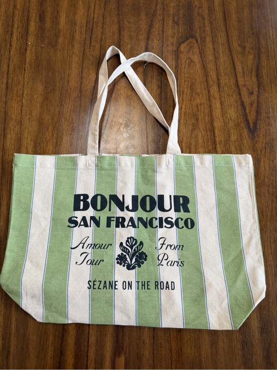 Sezane | Bags | Sezane Bonjour San Francisco Amour Tour Green Stripe ...